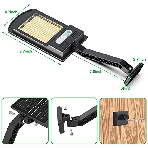 Engrepo Solar Lights Outdoor, 1000LM 168 LEDs Solar Powered Motion Sensor Light, Security Waterproof Solar Flood Light for Deck, Fence, Patio, Front Door, Gutter, Yard, Shed, Path, Garden. 2 Pack