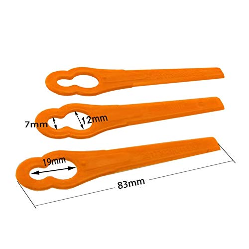 HIN 100 PCS PlasticGrass Trimmer Blade Weed Trimmer Blade 3.3" Plastic Cutters Blades Blade Suitable for STIHL polycut 2-2 FSA 45 Lawn Mower Trimmer Garden Lawn Mower Replacement Accessories Tool