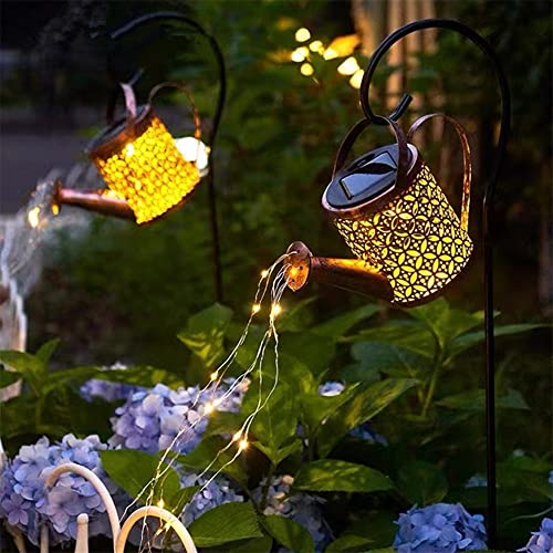Watering Can with Lights Outdoor Solar Garden LED Light Solar Fairy Lights Decoration Star Shower Garden Art LED Light for Garden Stake Light, for Garden Lawn Patio or Courtyard Decor