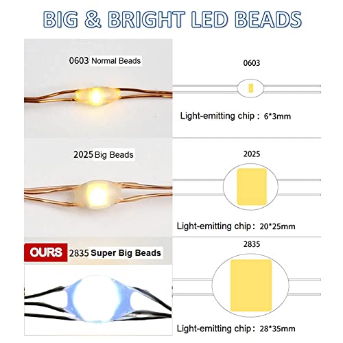 INMKALI Solar String Lights Outdoor Waterproof Big & Super Bright LED Christmas Lights 2-Pack 2400MAH 144FT 400L Fairy Lights 8 Lighting Modes for Garden Patio Tree Party Wedding (Cool White)