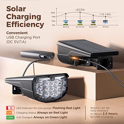 AloftSun Solar Spotlights, 4 Modes Solar Outdoor Light with USB Charging, IP68 Waterproof Solar Landscape Spotlight Outdoor for Yard Garden Driveway Porch Walkway 2 Pack Warm White