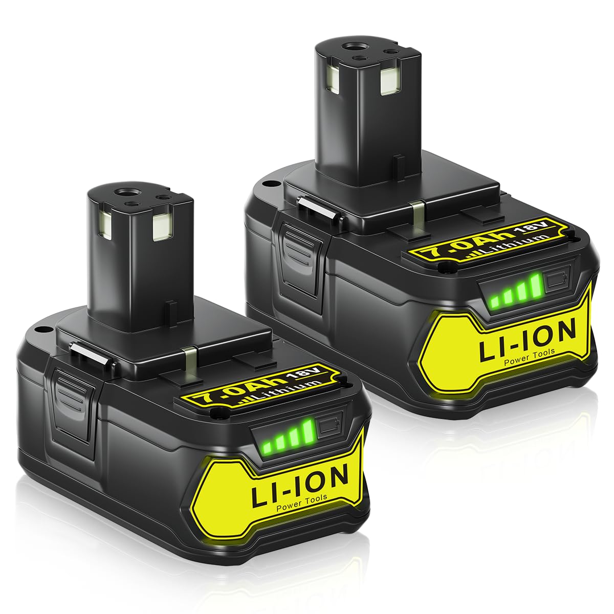 LUMSING 2Pack 7.0Ah P108 Compatible with Ryobi 18V Battery Lithium P102 P103 P104 P105 P107 P109 P122 Cordless Tool Batteries Rapid Rechargeable Batteries with Indicator