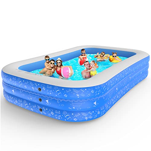 Inflatable Pool - 120"X71"X20" Swimming Blow Up Pool for Baby, Kids, Kiddie, Toddlers, Adults, Full-Size Family Above Ground Pool Piscinas Outdoor Garden Backyard Water Party for Age 3+