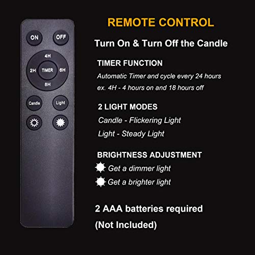 Outdoor Waterproof Large Led Flameless Candle with Remote Timer Long Lasting Battery Operated Plastic Electric Resin Pillar Candle Light for Home Garden Patio Xmas Wedding Party Decorations 4”X8”