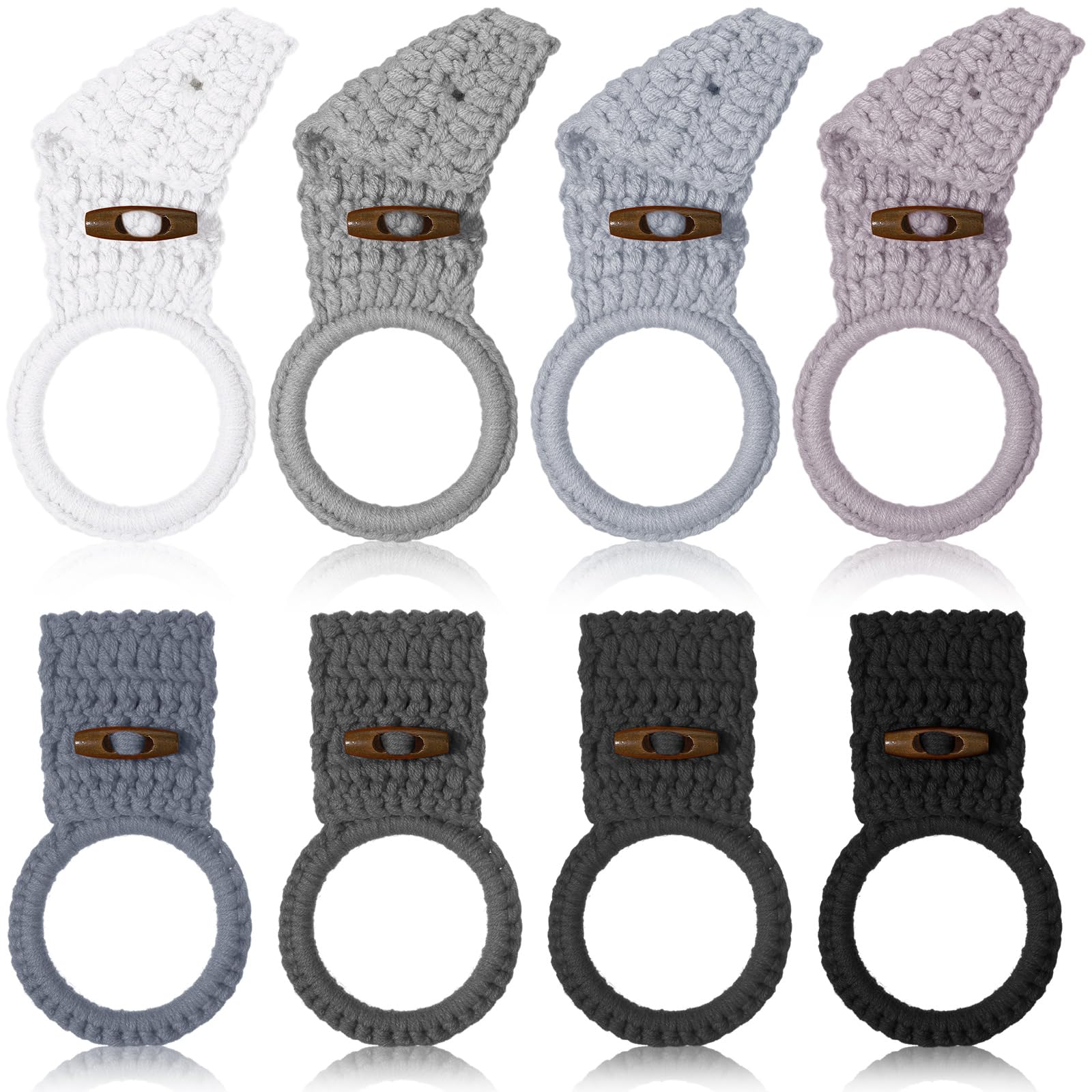 Hoolerry 8 Pcs Hanging Kitchen Towels Ring Crochet Hanging Dish Towel Holder with Loop Button for House Oven Stove Door, 8 Colors(Vivid Colors,Round)