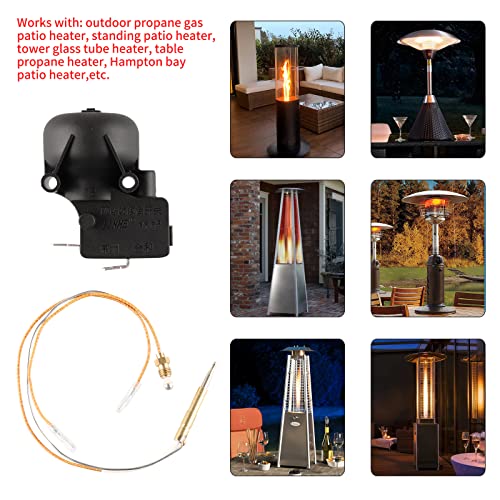 NEWREACH Thermocouple and Tilt Switch for Outdoor Patio Heater, Dump Switch for Propane Gas Patio Heater Pyramid Style Tower Heater Firesense Heater, Tilt Switch and Thermocouple Sensor Kit for Winter