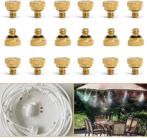 Aootech 32 Pack Brass Misting Nozzles for Outdoor Cooling System, 0.012β Orifice (0.3 mm) 10/24 UNC