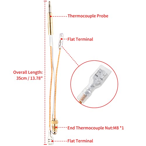 NEWREACH Thermocouple and Tilt Switch for Outdoor Patio Heater, Dump Switch for Propane Gas Patio Heater Pyramid Style Tower Heater Firesense Heater, Tilt Switch and Thermocouple Sensor Kit for Winter