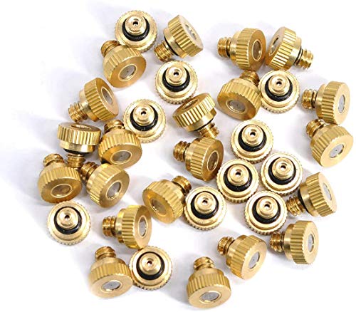 Aootech 32 Pack Brass Misting Nozzles for Outdoor Cooling System, 0.012β Orifice (0.3 mm) 10/24 UNC