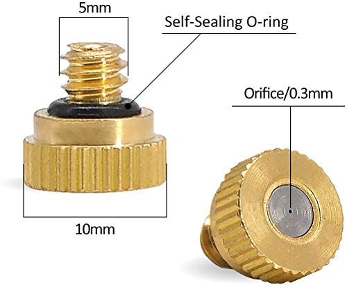 Aootech 32 Pack Brass Misting Nozzles for Outdoor Cooling System, 0.012β Orifice (0.3 mm) 10/24 UNC