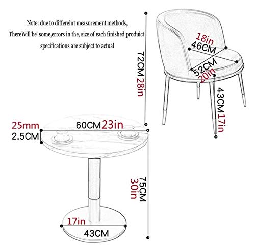 Conference Reception Room Coffee Table with Chair, Modern Table and Chair Combination Office Reception Round Table Coffee Shop Dessert Shop 60cm Leisure Table Hotel Meeting Room ( Color : 2 Chairs Ora