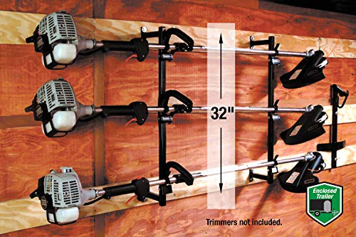 Buyers Products LT12 Landscape Trimmer Edger Locking Rack for Enclosed Trailers & Walls Holds 3 Yard Lawn Weed Whackers Tools, Pack of 1, Black
