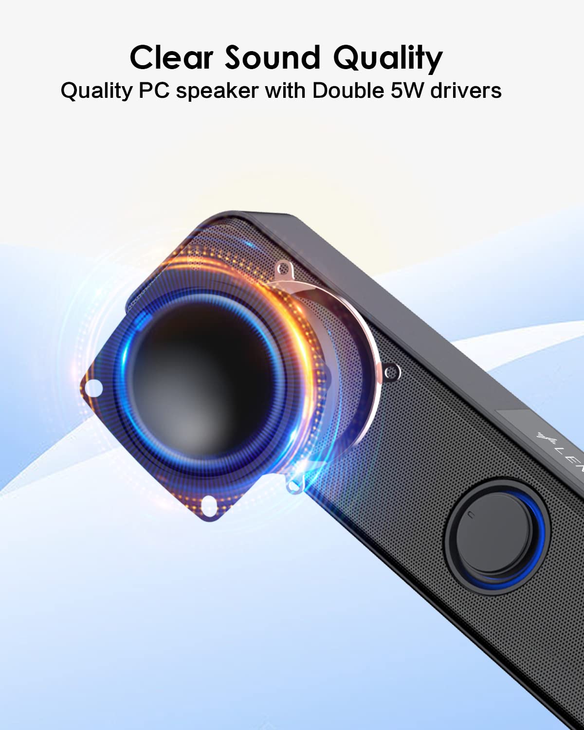 LENRUE Computer Speakers, Dual 5W PC Speaker, USB-A/USB-C Powered Laptop Speaker, 3.5mm Audio-in Wired Computer Speakers for Desktop Monitor,Laptop,Tablets,Plug-n-Play (Black)