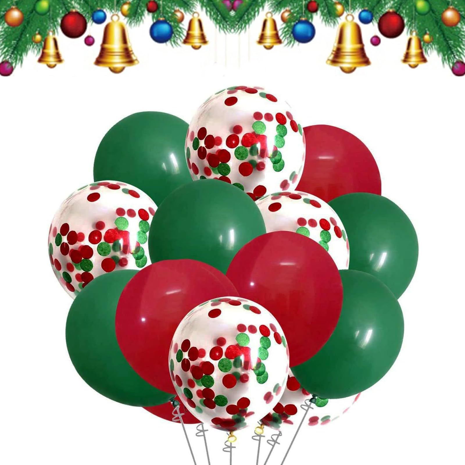 Christmas Balloons 12 inch 50 Latex Balloons Balloon Wreath Birthday Set Christmas Party Supplies (Red and Green Sequin Pack)