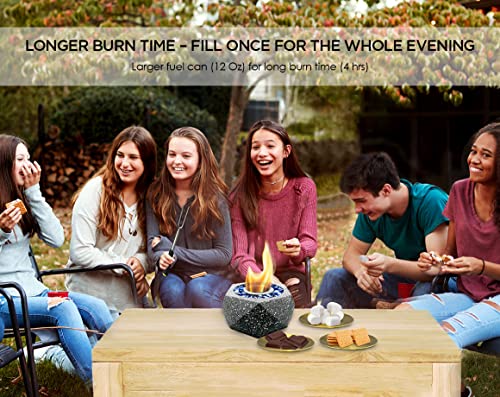 Tabletop Fire Pit Table Top Firepit Indoor Fire Pit Tabletop Fireplace with Collapsible Skewer 3 Golden Plates Portable to Outdoor Patio Balcony to Roast Smores Rubbing Alcohol Fuel 11" Large Bowl
