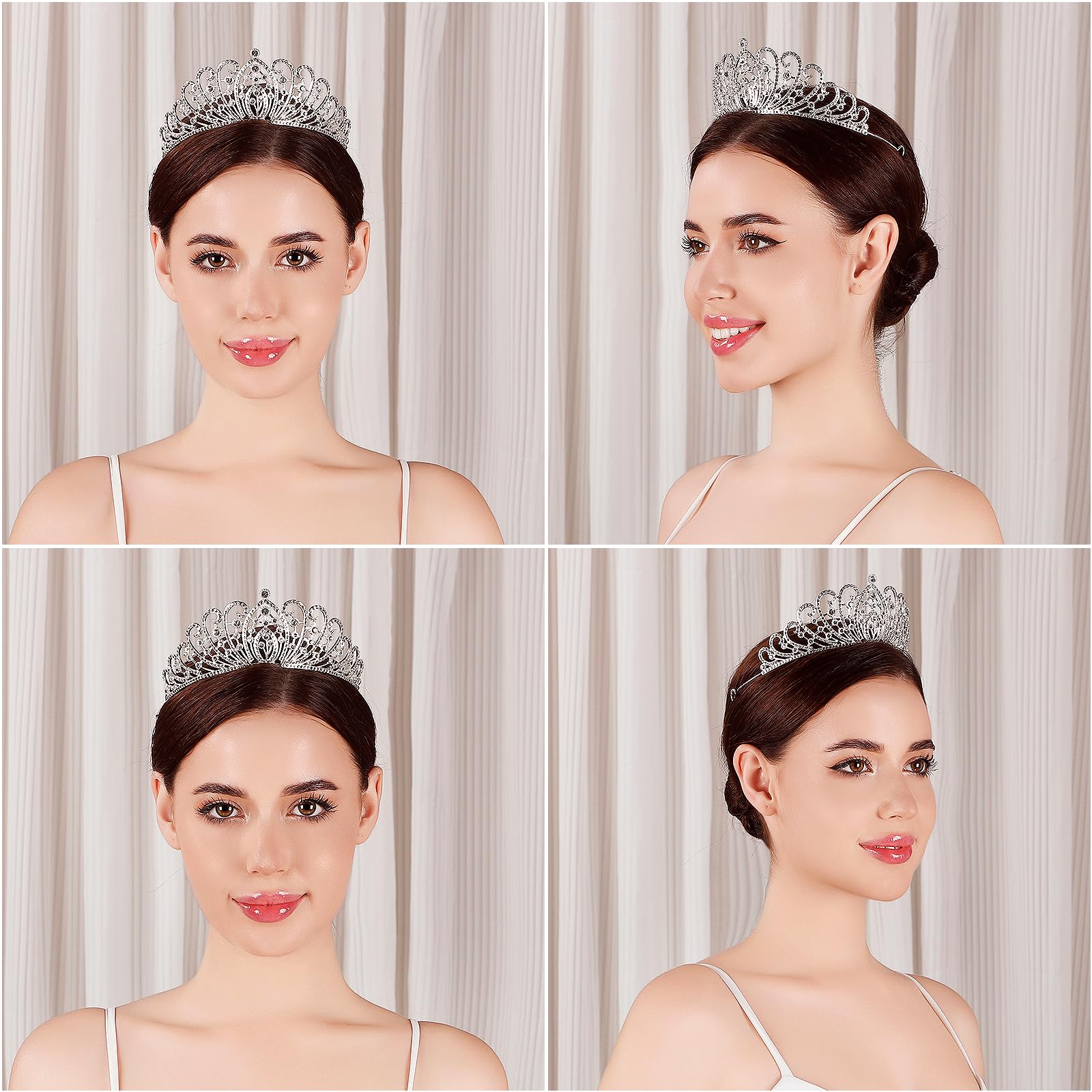 Tiara for Women, Crown and Tiara for Girl Princess, Bride Wedding Happy Birthday Halloween Cosplay Hair Accessories Decorations (Silver Style B)