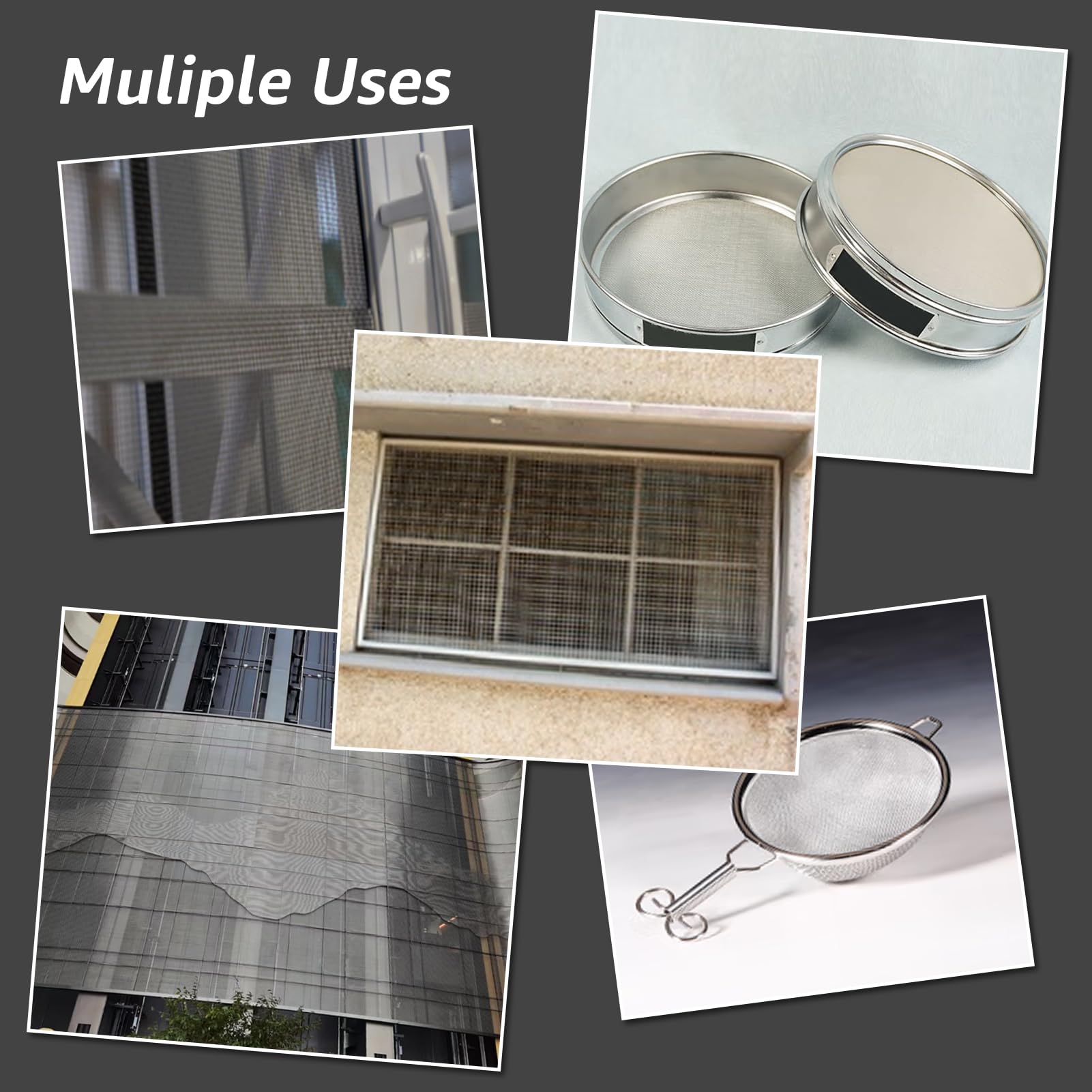 AMZDEPOT 6 Pack 12x8 Inch Stainless Steel Wire Mesh Screen for DIY Projects, Vent, Cage, Garden, Window, Filter - Never Rust