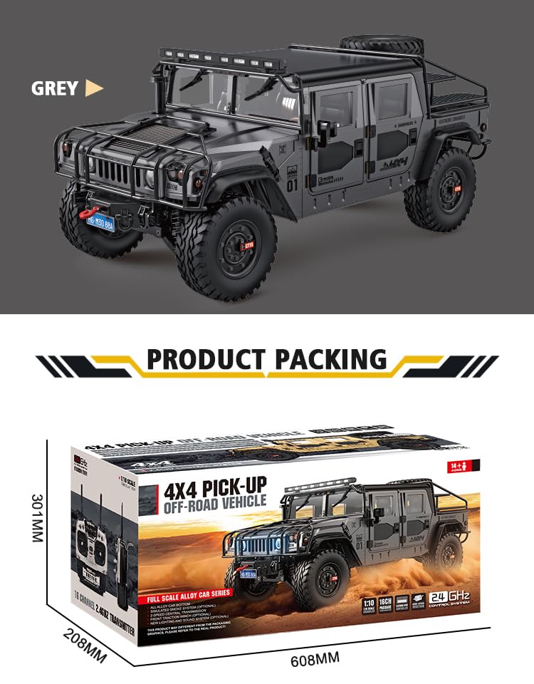 TOUCAN RC HOBBY HG 1/10 P415A RC Off-Road Vehicle for 4x4 Hummer Pick-up Crawler Car Sound Light Black