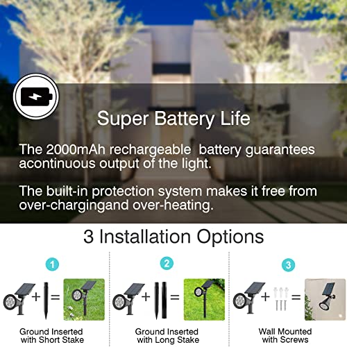 CREPOW Solar Spot Lights Outdoor, 7 LED Solar Power Landscape Spotlights Solar Garden Lights Adjustable Auto ON/Off IP65 Waterproof Wall Lights for Patio Walkway Pathway Yard Pool, Cold White - 4 Pack