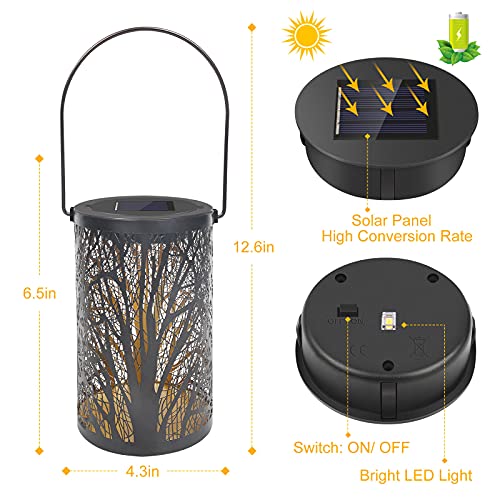 Solar Lantern Outdoor Lights for Decorative Atmosphere Hanging Garden Lantern Cylindrical Table Lamp Night Light Warm Lighting for Courtyard, Party, Walkway,Terrace, Garden, Lawn (2 Pack)