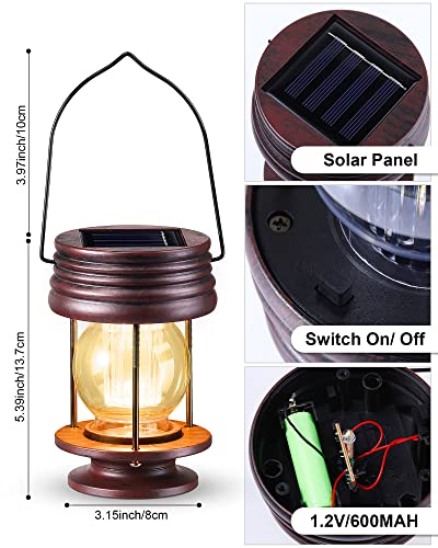 Leelosp 4 Pack Hanging Solar Lanterns Waterproof Lights Powered Led Decorative Landscape Light Table Lamp with Design for Patio, Garden, Yard, and Pathway Decor, Warm