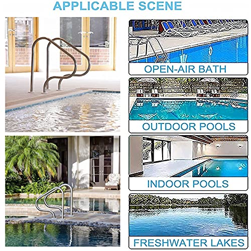 Swimming Pool Handrails, 304 Stainless Steel Safety Handrails Easy-to-Install Ramp Bumper for Garden Backyard Pools Anti-Slip and Anti-Rust(1pcs)