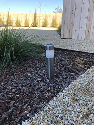Solar Bollard Lights Outdoor - 6 Pack Stainless Steel Warm White LED Landscape Lights Waterproof Decorative Lighting for Backyard Lawn Patio (Silver.)