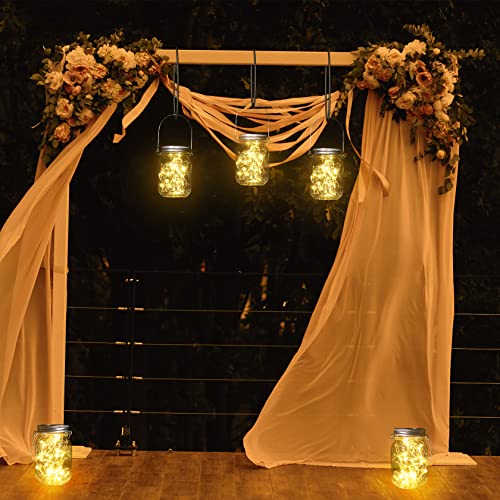 PChero Solar Mason Jar Lights, 2 Pack 30 LEDs Fairy Lights with Jars and Hangers, IP65 Waterproof Decorative Solar Hanging Lanterns Table Light for Outdoor Lawn Home Garden Yard Patio Party Decor