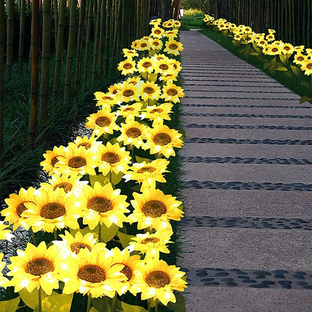 CENGNIAN 26in Sunflower Flower Solar Lights, Solar Fairy Lights Decor Fence Landscape Patio Yard Walkway, Landscape Stake Light for Yard, Pathway, Patio Decor, Solar Lights for Outside