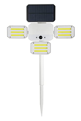 Bell+Howell Bionic Floodlight White Solar Lights Outdoor Motion Sensor LED Outdoor Lights Swiveling Light 108 High Power LED Bulbs in Adjustable Panels Waterproof for Garden Patio As Seen On TV