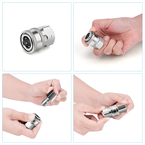 4PCS 3/8 Inch NPT Quick Connect Pressure Washer Coupler,Stainless Steel Pressure Washer Adapter Set, Male and Female Power Washer Quick Disconnect Kit