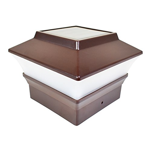 iGlow 8 Pack Brown Outdoor Garden 4 x 4 Solar LED Post Deck Cap Square Fence Light Landscape Lamp Lawn PVC Vinyl Plastic