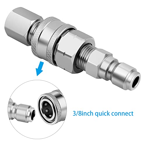 4PCS 3/8 Inch NPT Quick Connect Pressure Washer Coupler,Stainless Steel Pressure Washer Adapter Set, Male and Female Power Washer Quick Disconnect Kit