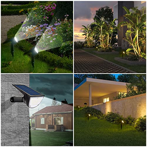 Fivaokot Solar Spot Lights Outdoor Waterproof,58 LEDs 2 Lighting Modes and Colorful Backlight,2-in-1 Adjustable Wall Lights,Landscape Spotlights for Garden,Yard,Walkway,Driveway,Porch,Patio (4 Pack)