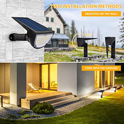 Fivaokot Solar Spot Lights Outdoor Waterproof,58 LEDs 2 Lighting Modes and Colorful Backlight,2-in-1 Adjustable Wall Lights,Landscape Spotlights for Garden,Yard,Walkway,Driveway,Porch,Patio (4 Pack)