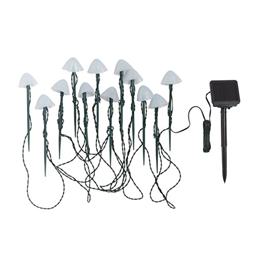 Lights4fun, Inc. Set of 12 Solar Powered Mini Mushroom Toadstool LED Outdoor Waterproof Garden Pathway Landscape Lights