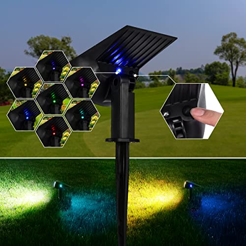 Fivaokot Solar Spot Lights Outdoor Waterproof,58 LEDs 2 Lighting Modes and Colorful Backlight,2-in-1 Adjustable Wall Lights,Landscape Spotlights for Garden,Yard,Walkway,Driveway,Porch,Patio (4 Pack)