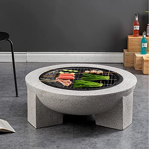 LEAYAN Garden Fire Pit Grill Bowl Grill Barbecue Rack Fire Pit Outdoor fire Pit, 30-inch Wood-Burning fire Pit, with Spark Screen, Barbecue fire Pit in Courtyard Backyard Garden