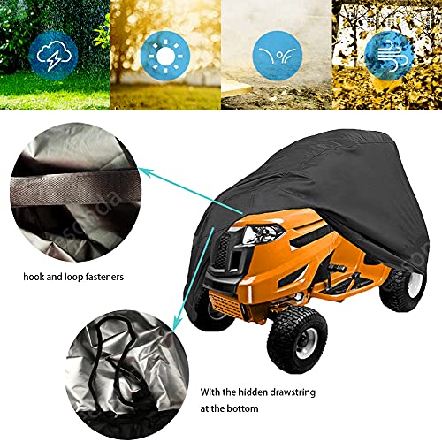 Outdoors Lawn Mower Cover 420D Polyester Oxford Waterproof Tractor Cover UV Protection Universal Fits for Ride-On Garden Tractor(72" L x 54" W x 46" H)