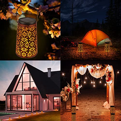 Green Convenience Solar Lanterns Outdoor 2 Pack Outdoor Solar Hanging Lantern Lights,LED Solar Light with Handle Waterproof Outdoor Solar Lanterns,for Table Patio Yard Pathway Christmas