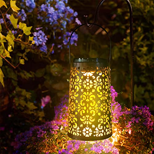 Green Convenience Solar Lanterns Outdoor 2 Pack Outdoor Solar Hanging Lantern Lights,LED Solar Light with Handle Waterproof Outdoor Solar Lanterns,for Table Patio Yard Pathway Christmas