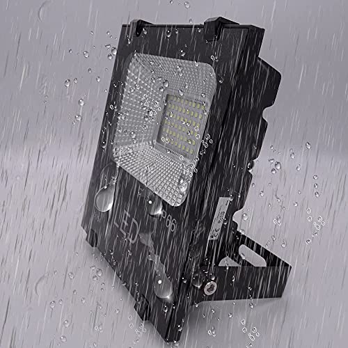 HANNAHONG 10W LED Flood Light with Plug,1000lm Super Bright Security Lights, IP66 Waterproof Outdoor Work Light, 6000K Daylight White Spotlight for Eave, Porch, Garage, Patio, Yard, Garden, Lawn