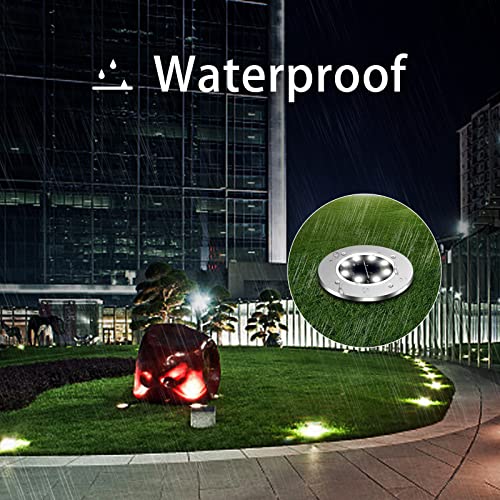 12Pcs Solar Ground Lights Outdoor Waterproof Solar Outdoor Lights,8LED Underground Light Solar Outdoor Lights Landscape Solar Garden Lights In-Ground Lights for Pathway,Yard,Lawn,Driveway White