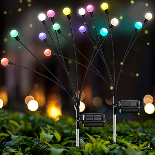 GARPER Solar Garden Lights β High Flexibility Starburst Swaying Lights - Upgraded 2 Modes Solar Lights Outdoor Waterproof, Color Changing Solar Firefly Lights for Yard Pathway Patio Garden Decoration