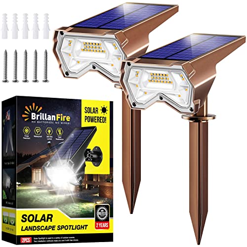 BRILLANFIRE Solar Flood Lights Outdoor, IP65 Waterproof 28 LEDs Solar Powered Spot Lights Outdoor, [2 Pack/2 Modes] 2-in-1 Solar Lights Outdoor Waterproof for Yard Garden Patio Driveway Pool Walkway