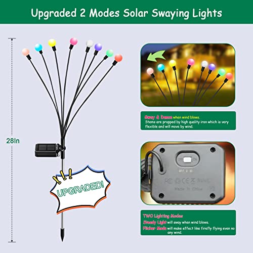 GARPER Solar Garden Lights β High Flexibility Starburst Swaying Lights - Upgraded 2 Modes Solar Lights Outdoor Waterproof, Color Changing Solar Firefly Lights for Yard Pathway Patio Garden Decoration