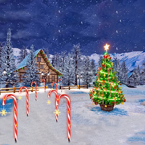 Christmas Candy Cane Pathway Marker Lights, 8 Modes Set of 8 Solar Christmas Candy Cane Lights, Outdoor Christmas Decorations Solar Candy Cane Lights for Holiday Walkway Patio Garden