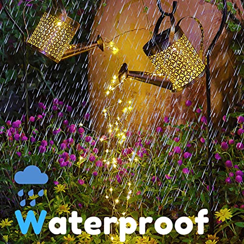 N/C Goking Solar Lights for Outdoor Garden Decor, Watering Can Lanterns Waterproof LED Light, Hanging Mental Yard Art Stake Patio Lawn Walkway & décor Gold Daisy