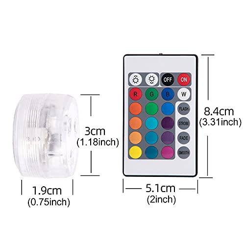 EMVANV Submersible Led Lights, Mini Underwater Light 3 LED RGB Tea Lights Candles, Hot Tub Pond Lights with Remote for Fountain Aquariums Vase Garden Party(6pcs)