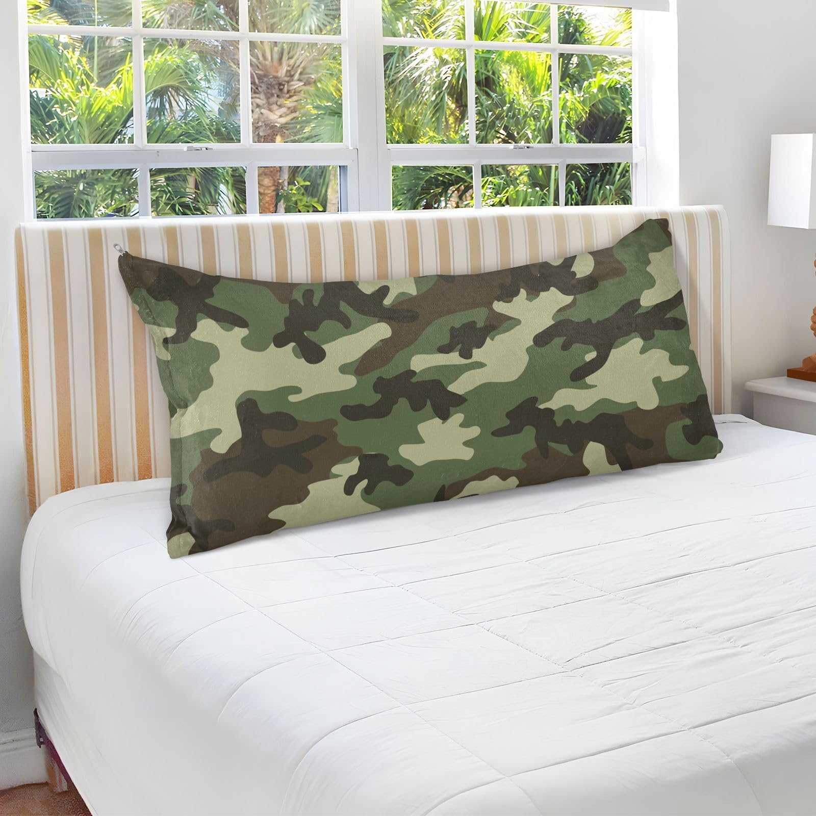 Military Camouflage Pillowcase for Hair and Skin Body Pillow Cover Body Pillow Cases King Size 20"X 40" Fluffy Pillow Case with Zipper for Sleeping
